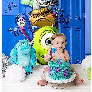 Blue Photography Backdrop Horror Monster Photo Background Playroom Decorations Children Baby Boys Birthday Photo Booths Studio Props Party Banner Vinyl Supplies (3x5 Ft)