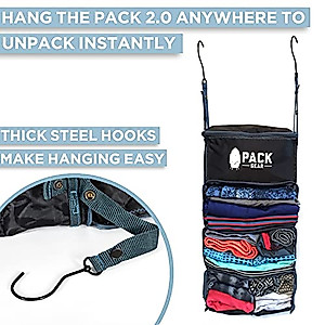 Pack Gear Suitcase Organizer | Pack More in your Large or Carry On Luggage | Unpack Instantly with these Compression Packing Cubes for Suitcases | Hanging Shelf Organizer for Closet (Black) (Carry-On)