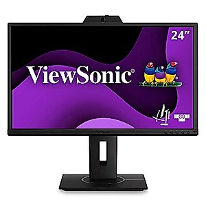ViewSonic VG2440V 24 Inch 1080p IPS Video Conferencing Monitor with Integrated 2MP Camera, Microphone, Speakers, Eye Care, Ergonomic Design, HDMI DisplayPort VGA Inputs for Home and Office