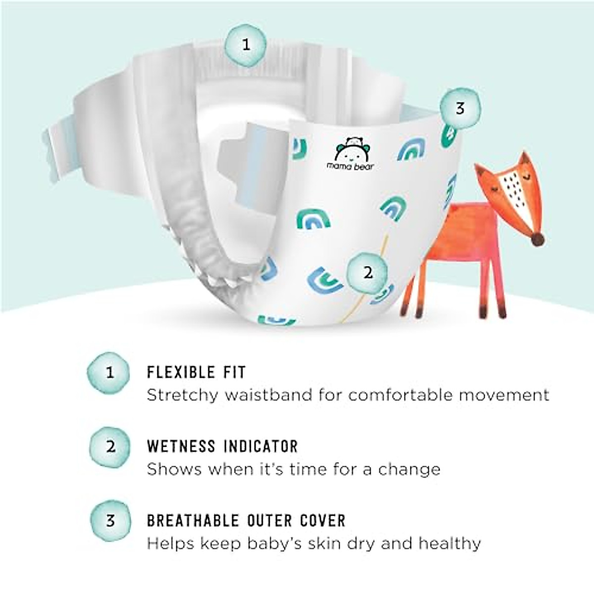 Amazon Brand - Mama Bear Gentle Touch Diapers, Hypoallergenic, Size 5, 132 Count (4 packs of 33), White