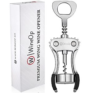 WineOp Professional Winged Wine Bottle Opener Corkscrew Beer Bottle Opener | Premium Wing Wine Opener Cork Screw for Home Kitchen Restaurant Bar Waiters Bartenders Multifunctional Easy Use Cork Opener