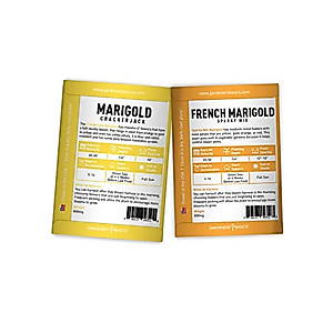 Marigold Seeds for Planting Outdoors (4 Variety Pack) French Marigold Petite Mix, Dainty Marietta, Sparky, and African Marigold Seeds Crackerjack for Pollinators Wildflower Seed by Gardeners Basics