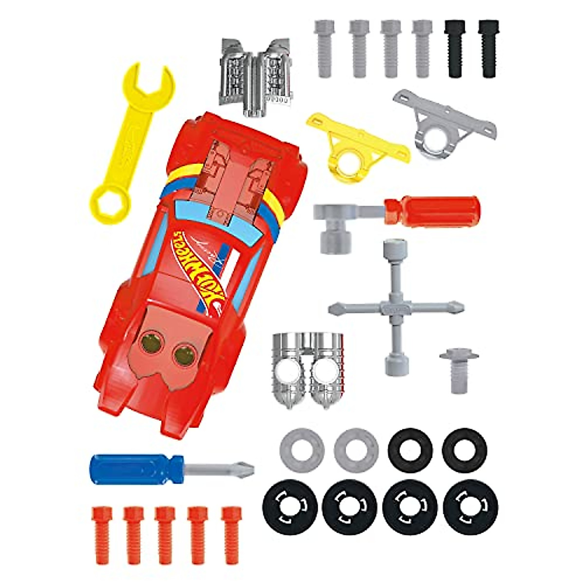 Hot Wheels Ready-to-Race Car Builder Set, Night Shifter Vehicle, 29 Pieces Toy Car Construction Set, Mechanic Role-Play, Kids Toys for Ages 3 Up by Just Play