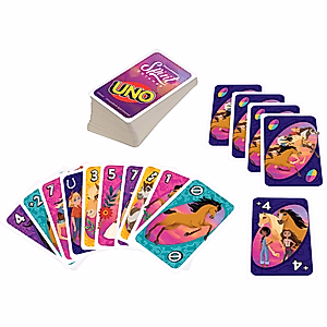 Mattel Games UNO DreamWorks Spirit Untamed Matching Card Game Featuring 112 Cards with Movie-Themed Graphics, Game Night, Kids Toy Ages 7 Years & Older