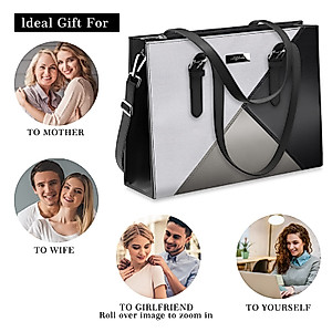 Alfheim Laptop Tote Bag for Women 15.6-16 inch Ladies Shoulder bag with Strap, Travel Business Large PU Leather Briefcase for Office Shopping,Compatible with Macbook Air/Macbook Pro 15.6 inch