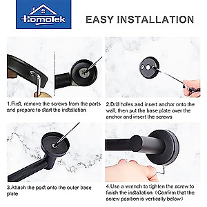 HOMOTEK Towel Bar Adjustable Bathroom Towel Holder, Towel Rod Size from 14 Inch to 24.5 Inch Single Towel Racks, Wall Mount Towel Rail, Towel Hanger Towel Hook for Bathroom, Kitchen(Brushed Nickel)