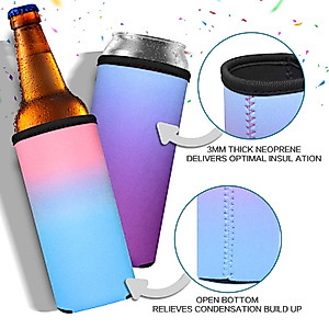 6Pcs Ktinnead Slim Can Cooler Sleeves, Personalized Blank Can Coolers Sleeves, Soft Foldable Chloroprene Rubber Can Coolers Sleeves, Reusable Slim Can Coolers Sleeves Suit for Parties, Birthdays