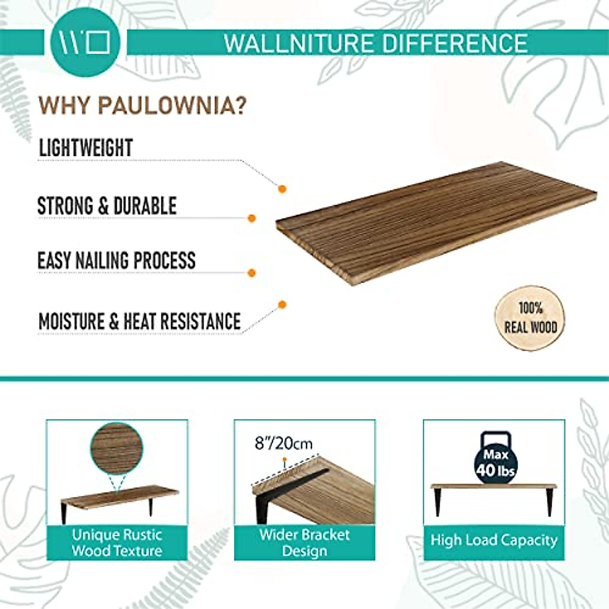 Wallniture Arras 24"x8" Floating Shelves for Wall Storage, Wall Bookshelf for Living Room Decor, Kitchen Organization and Storage Shelves, Bedroom Bookshelves, Burnt Finish Set of 4