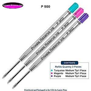Rainbox pk/3 Colors Schmidt P900 Parker Ballpoint Refills, Med, Violet, Turq, Magenta