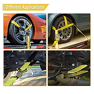 Partsam 9.5FT Axle Tie Down Strap Ratchet w/Snap Hook - 2 Pcs/Set 10000 lbs Break Strength - 3300 lbs Safe Working Load, Use to Haul Any Car Truck ATV UTV SUV etc.