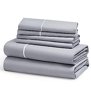 Bedsure Satin Sheets - Grey Satin Sheets Queen Size for Hair and Skin, Gifts for Women