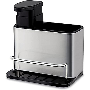 TESOT Sink Caddy Sponge Holder Organizer and Dish Soap Pump Dispenser, Stainless Steel