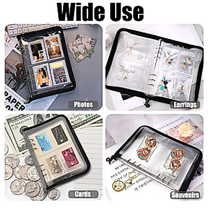 Travel Jewelry Organizer Transparent Jewelry Storage Book Set with Anti-oxidation Pocket Traveling Necklace Earring Organizer for Ring, Bracelets, Postcard (120 Grids +75 Thicken PVC Zipper Bags)