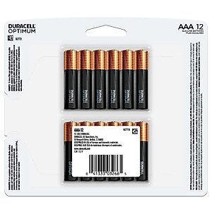 Duracell Optimum AAA Batteries with Power Boost Ingredients, 12 Count Pack with Long-lasting Power, All-Purpose Alkaline AAA Battery for Household and Office Devices