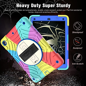 LTROP iPad 6th/5th Generation Case(2018/2017), iPad Air 2 Case, iPad 9.7 Inch Case, Shockproof Kids Case with Screen Protector/Shoulder Strap/Swivel Kickstand for iPad 6th/5th Gen/Air 2, Colorful