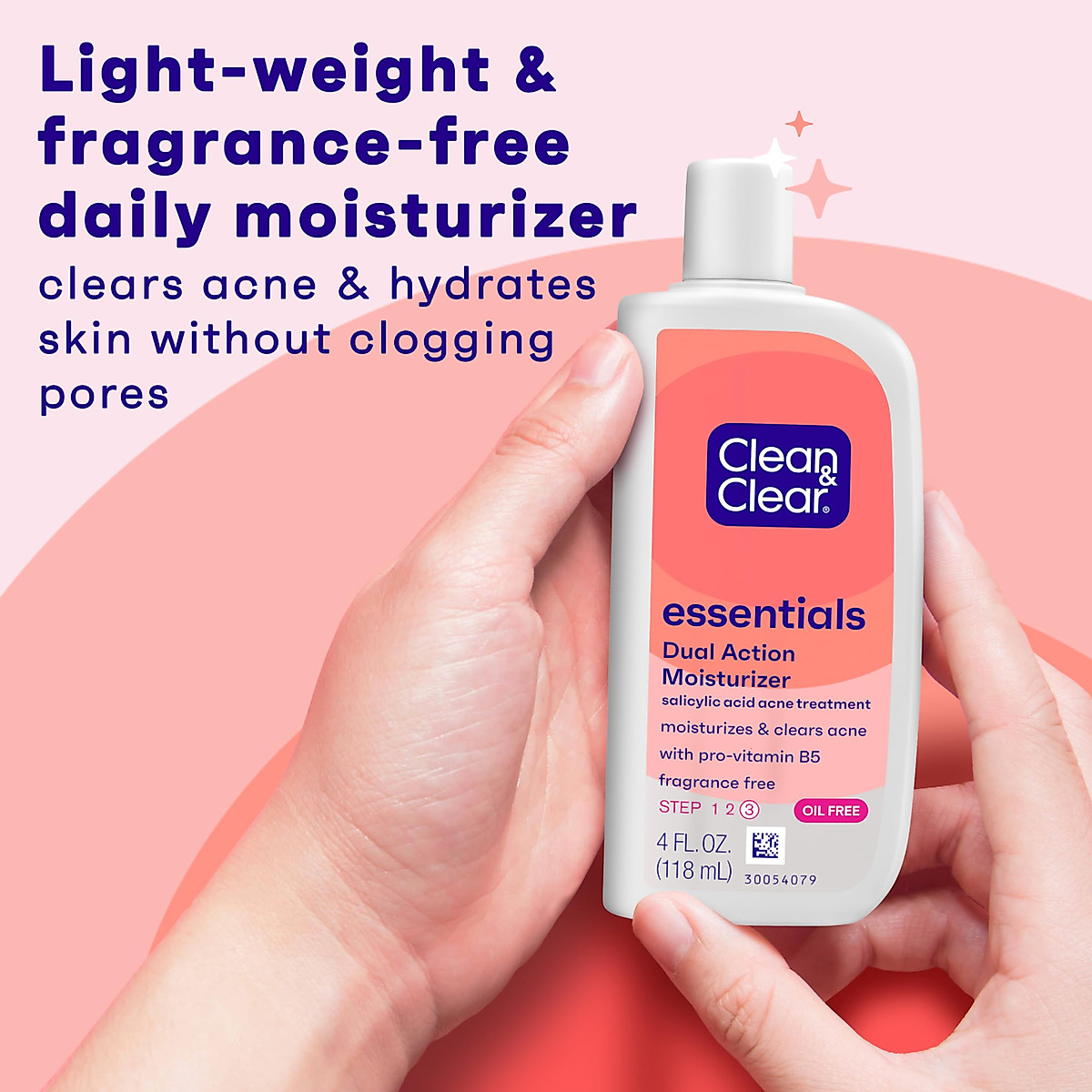 Clean & Clear Essentials Dual Action Oil-Free Facial Moisturizer, Salicylic Acid Acne Treatment with Pro-Vitamin B5 Moisturizes While Treating Acne & Helping to Prevent Pimples, 4 fl. Oz (Pack of 3)