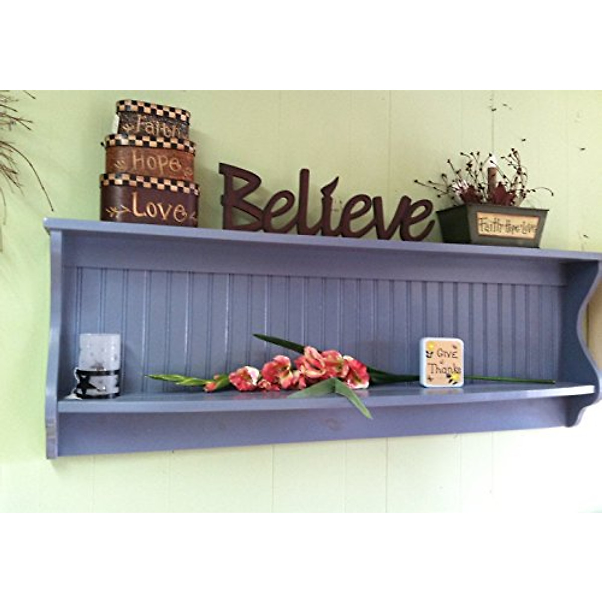 Plate Rack Wall Shelf Country Wood Display Plate and Bowl Rack Primtive Shelf