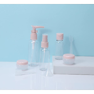 LIYUABU 8 Pcs Travel Bottles Set,Travel Bottles & Containers,Refillable Small Mini Empty Plastic Pump/Spray/Squeeze Bottles for Cosmetic and Travel Toiletries with Storage Bag