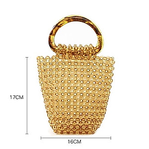 YUSHINY Women Colored Transparent Beaded Acrylic Handbag Handmade Evening Bags for Wedding Party