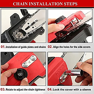 16-Inch Cordless Chainsaw, Electric Chainsaw with 3.0Ah X2 Batteries and 2 Fast Chargers, 24V Brushless Chain Saw with Tool Free Blade Tension System (with 4 Inch Mini Chainsaw)