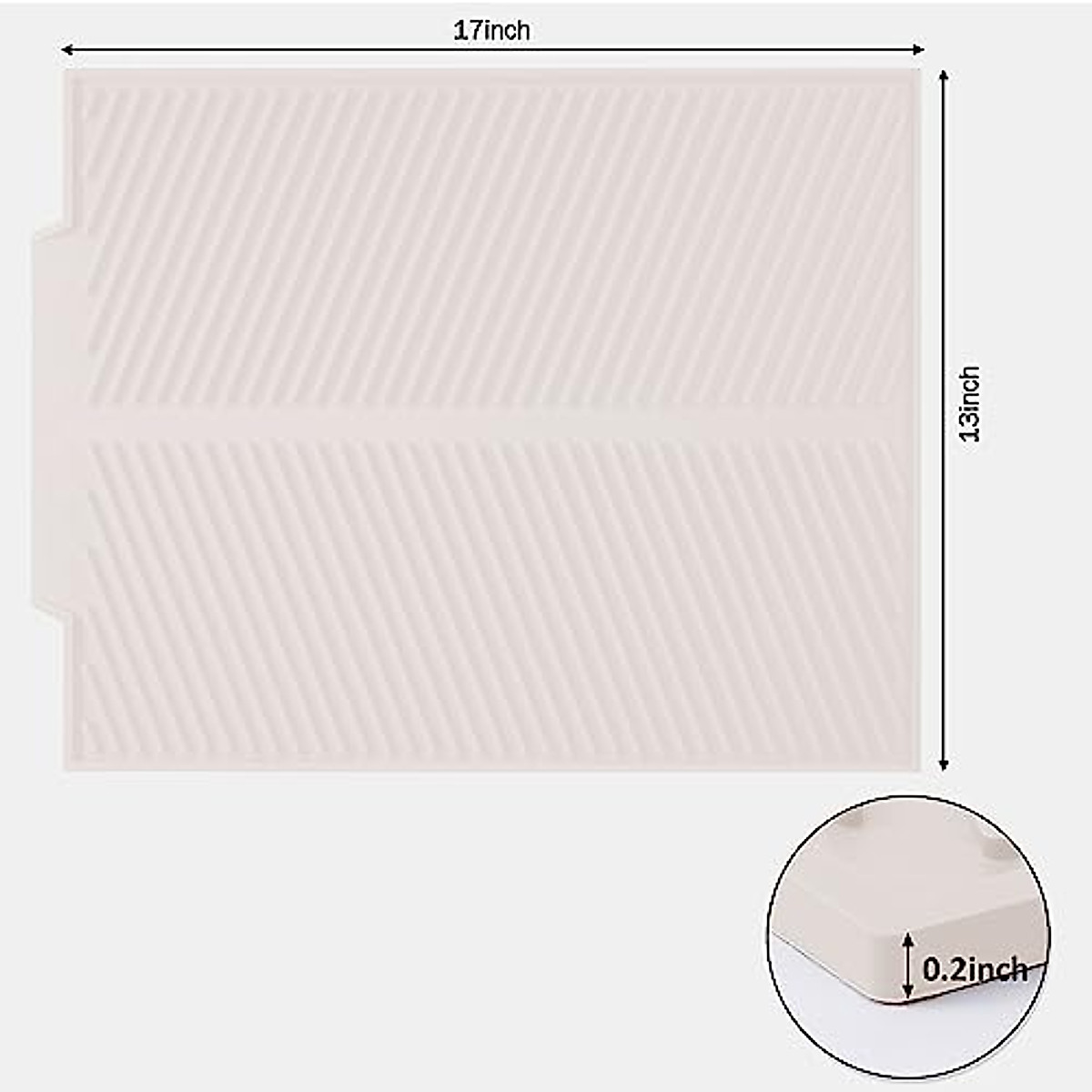 MAOSGO Dish Drying Mat for Kitchen Counter, Silicone Large Dish Drying Pad, Easy Clean Non-slipping Heat Resistant Dish Rack Mat, Foldable Dish Drain Mat Sink Mat, Beige