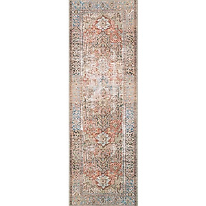 Loloi II Loren Collection LQ-15 Terracotta/Sky, Traditional 7'-6" x 9'-6" Area Rug