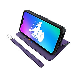 DefenderShield EMF Protection & 5G Anti Radiation iPhone 14 Plus Case - RFID Blocking EMF Shield Detachable Wallet Case and Magnetic Closure (Purple)