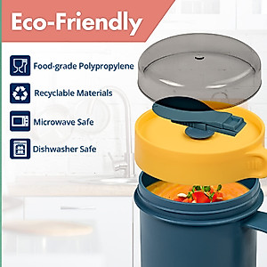 Chiir Microwave Soup Mugs with Lids, 2-Pack Microwave Safe Mug for Ramen Noodles, Soup, Beverages, 17.63 Ounces, Green, 2-Tone Yellow, Navy