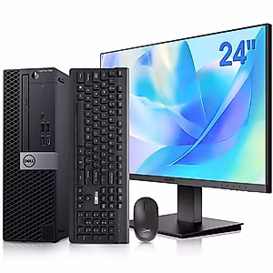 Dell OptiPlex 7050 Desktop Computers PC and 24 inch KOORUI Monitor Bundle, i7-7700 3.6GHz, 32GB Ram 1TB M.2 NVMe SSD+2TB HDD, AX200 Built-in WiFi 6,Bluetooth 5.2,HDMI,Windows 10 Pro (Renewed)