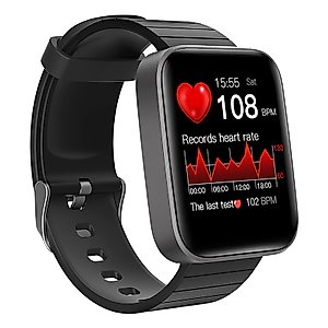 CHOKOVIE Smart Watch, Fitness Tracker with Heart Rate Monitor, Blood Oxygen Meter, Body Temperature Thermometer, Sleep Tracking, IP67 Waterproof, Step Counter Running Watch for Men Women, Black
