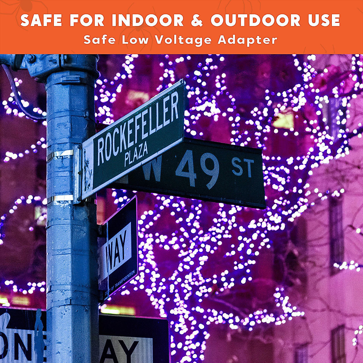 Joiedomi 200 LED Purple Halloween String Lights with 8 Modes 65.2FT Green Wire for Indoor Outdoor Holiday Décor Halloween Event Decoration, Tree, Eaves, Haunted House Theme Party