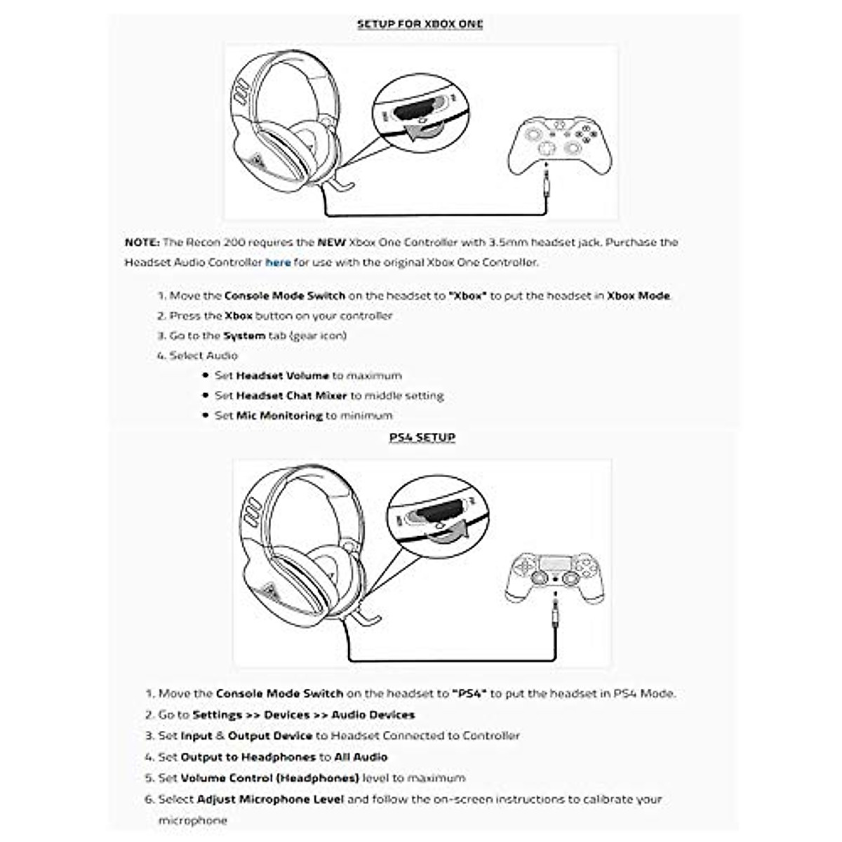 Turtle Beach Recon 200 White Amplified Gaming Headset for Xbox and PlayStation