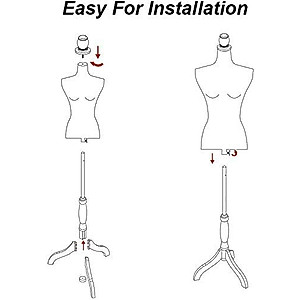 Beige Female Dress Form Mannequin with Pinnable Torso Body Adjustable Tripod Stand Dress Jewelry Display