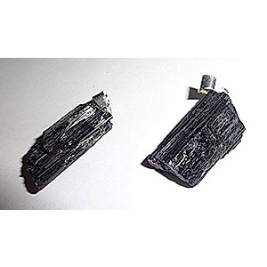 1pc Raw Black Tourmaline Rough Natural Free Form Crystal Healing Gemstone Pendant with Metal Bail Loop
