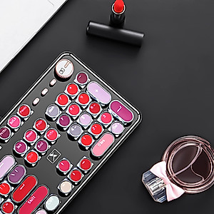 TONIZER Mechanical Gaming Keyboard in Lipstick Style Metal Vintage Steampunk Retro White Backlit 104 Keys Anti-Ghosting Round Keycaps Metal Panel Wired USB for PC Mac Laptop(K520)