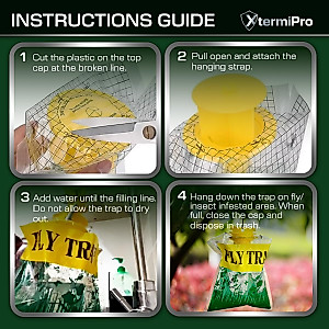 Fly Bags 4 Pack | Disposable Fly Traps Outdoor | Effective Fly & Fruit Fly Catcher | Fly Trap Indoor | trampa para moscas | for Backyards, Patios, Barns and Stables