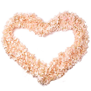 Homcomoda 4PC Artificial Silk Hydrangea Flower Hanging Wisteria Cattleya Vine Garland Each 200 Flower Spray Arrangements for Wedding Wreath Home Garden Party Decor (Light Pink)