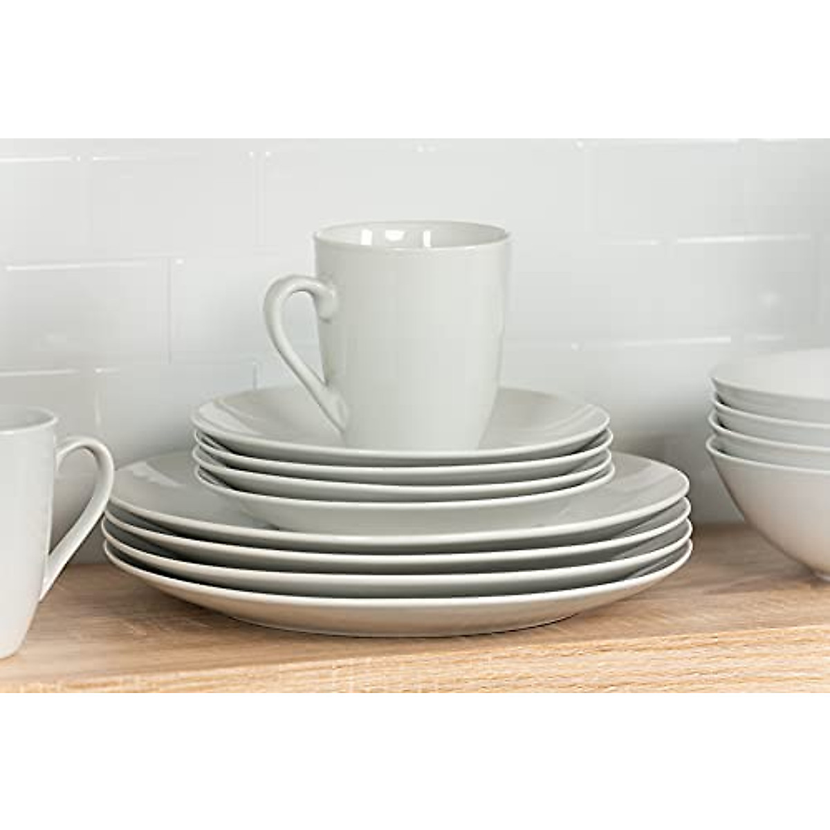 10 Strawberry Street Simply Coupe 16 Piece Dinnerware Set, White - SM-1600-CP-SW