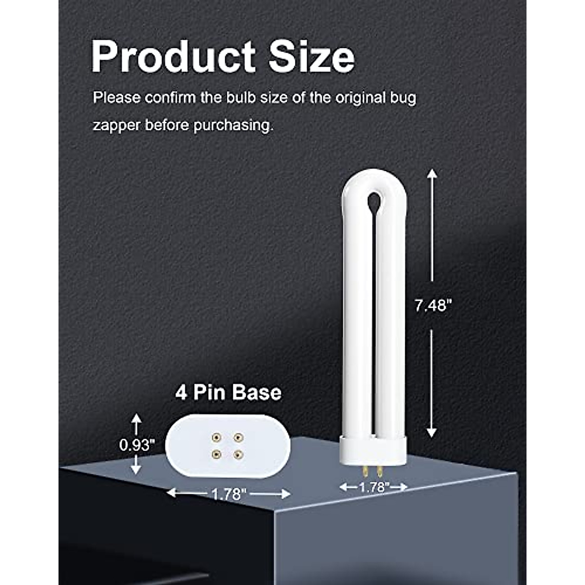 Bug Zapper Replacement Light Bulb for 15W Insect Attracting Lamp with 4-Pin Base, Ful 15W-BL U Shaped Twin Tube Bulb for Outdoor Mosquito Zapper, 4 Pack