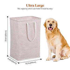 Lifewit 72L Pink Freestanding Laundry Hamper, Bundle with 100L Grey Laundry Hamper
