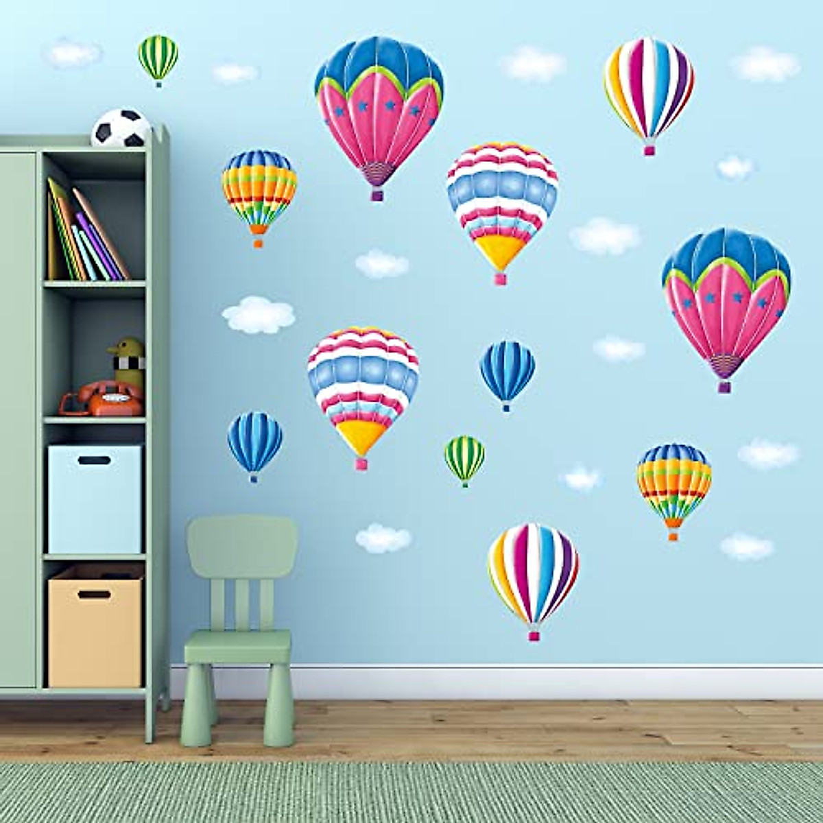 DECOWALL SG2-1301N2 12 Hot Air Balloons in The Sky Kids Wall Stickers Wall Decals Peel and Stick Removable Wall Stickers for Kids Nursery Bedroom Living Room d?cor