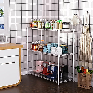 White 3 Tier NSF Metal Shelf Wire Shelving Unit - Set of 2, 1050lbs Capacity Heavy Duty Adjustable Storage Rack with Shelf Liners, Extensible to 6 Tier 2100lbs Shelving Designs, 48" H x 48" L x 18" D