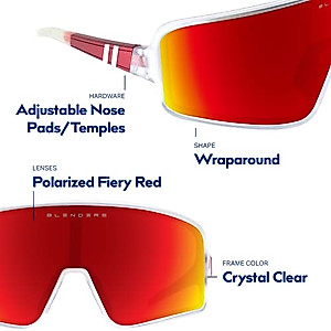 Blenders Eyewear Eclipse – Polarized Sunglasses – Wrap-Around Lens – 100% UV Protection – For Men – Hot Rageous