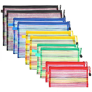 HESTYA 10 Pcs Mesh Bags with Zipper Cosmetics Mesh Toiletry Bags Travel Small Zipper Pouch Multipurpose Travel Organizer for Offices Supplies Accessories