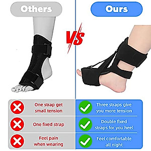 XRUIDI Plantar Fasciitis Relief Brace, Upgrade Plantar Fasciitis Night Splint with Arch Support, Foot Support Brace with 3 Adjustable Straps, Relief Foot Drop, Achilles Tendonitis, Heel Pain (Black)