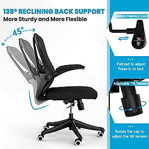 LaoJawBow Ergonomic Office Chair - Comfy Desk Chairs with Wheels and Arms, 400LB Heavy Duty Mesh Computer Chairs with Comfortable Lumbar Back Support for Home Office, Bedroom, Study and College Dorm