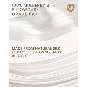 THXSILK Set of 2 100% Pure Mulberry Silk Pillowcases for Hair and Skin - Upgraded Real Grade 6A+ Mulberry Silk - Durable, Soft and Anti-Aging Silk Pillow Cases (King 20"x36", White)
