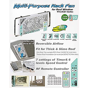 TITAN Silent Roof Fan 12V DC 140mm Double Reversible Roof Window Fan with Wireless Controller for RV Motorhome -TTC-SC21/V3