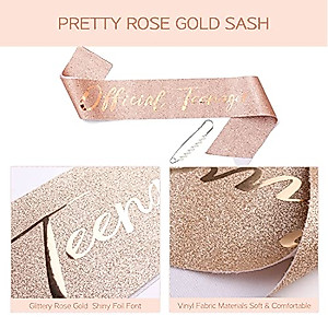 BEAN LIEVE 13th Birthday Decorations - Including 13th Birthday Sash, 13th Birthday Diamond Crown/Tiara, Birthday Candles and Cake Toppers, Rose Gold Maiden Gift 13th Birthday Celebration.