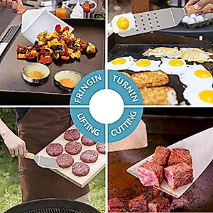 HaSteeL Griddle Accessories Set of 20, Stainless Steel Griddle Spatula Tools Kit with Carrying Bag, Complete Heavy Duty Metal Spatulas for Teppanyaki BBQ/Flat Top/Cast Iron Cooking Grilling Camping